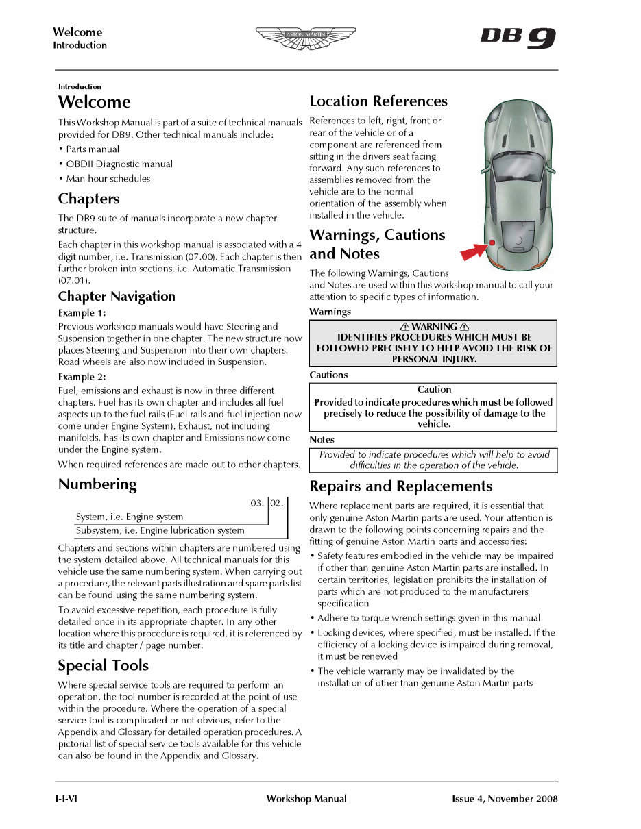 2011 Aston Martin DB9 Service & Repair Manual
