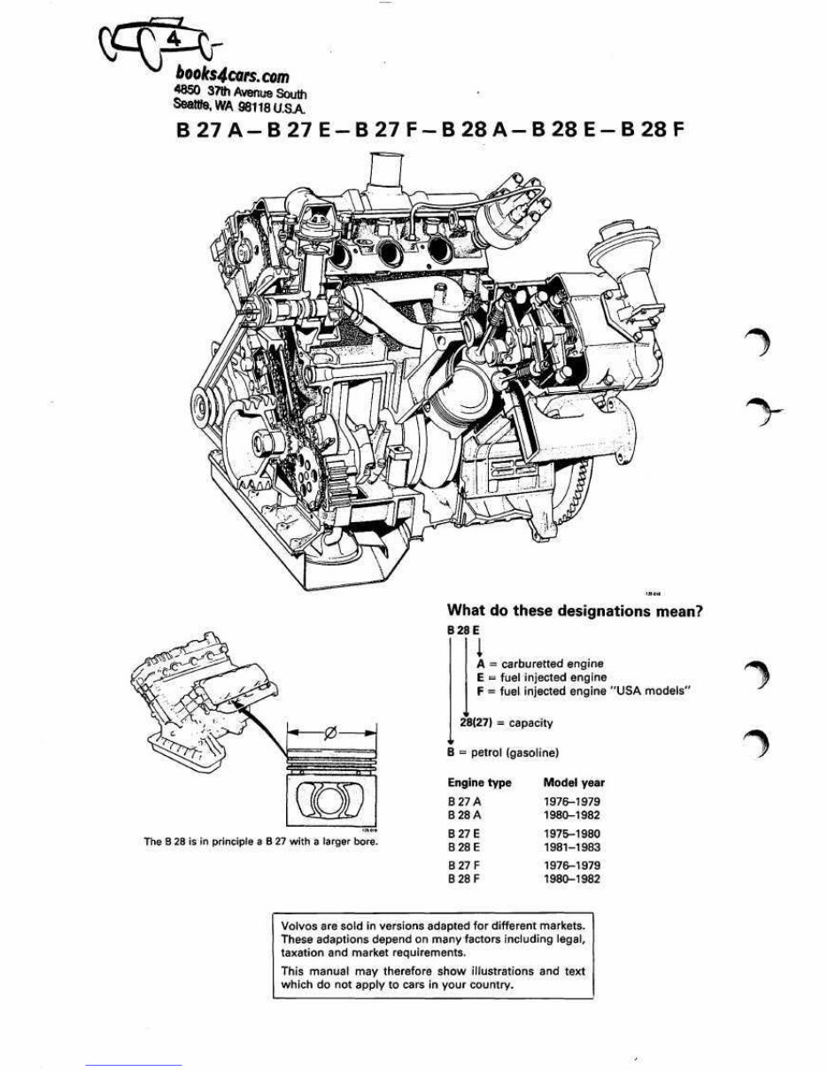 VOLVO 1975-1983 B27A,B28A E,F V6 Engine Repair Manual