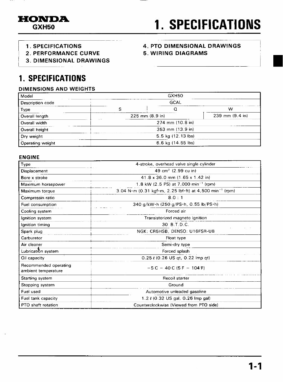 Honda GXH50 Horizontal Shaft Engine Repair Manual