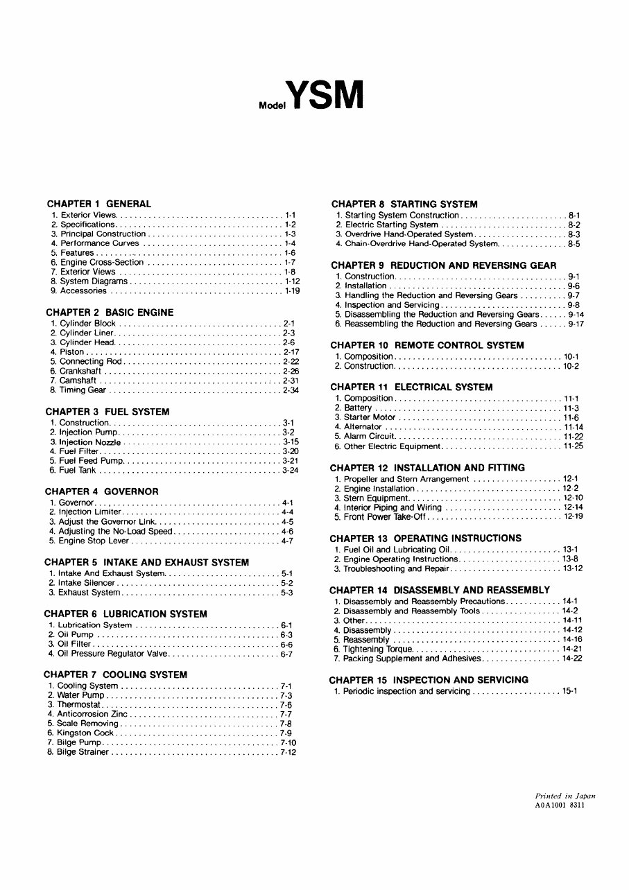 YANMAR YSM8 YSM12 Marine Diesel Engine Full Service & Repair Manual