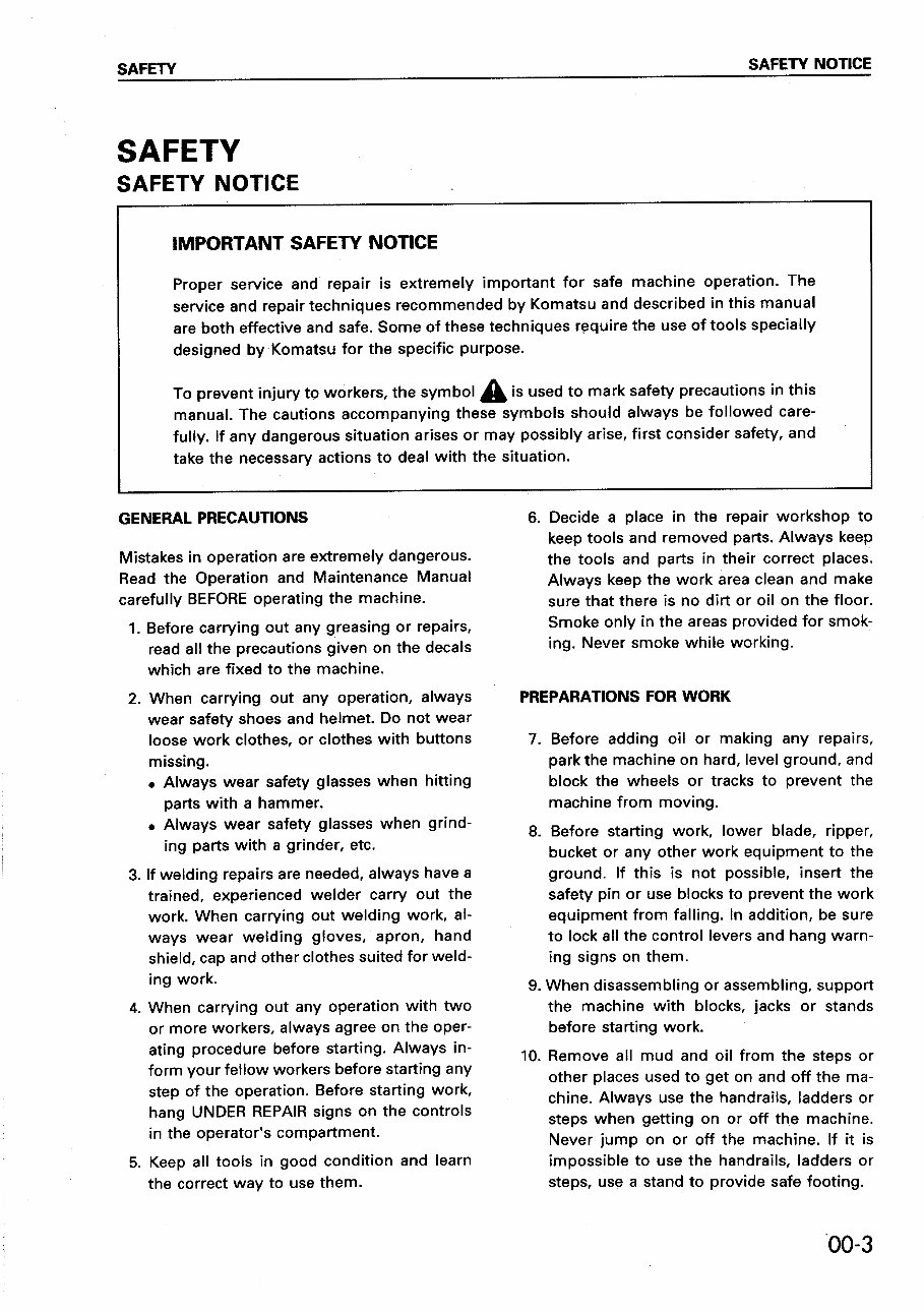 Komatsu S6D110-1 SA6D110-1 Diesel Engine Service Repair Workshop Manual