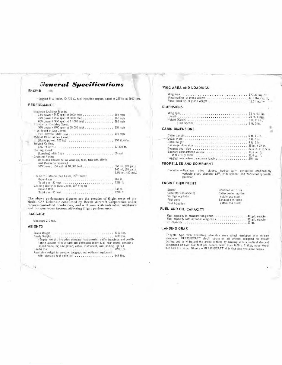 Beechcraft Debonair C33 C-33 Owners Manual - IMPROVED