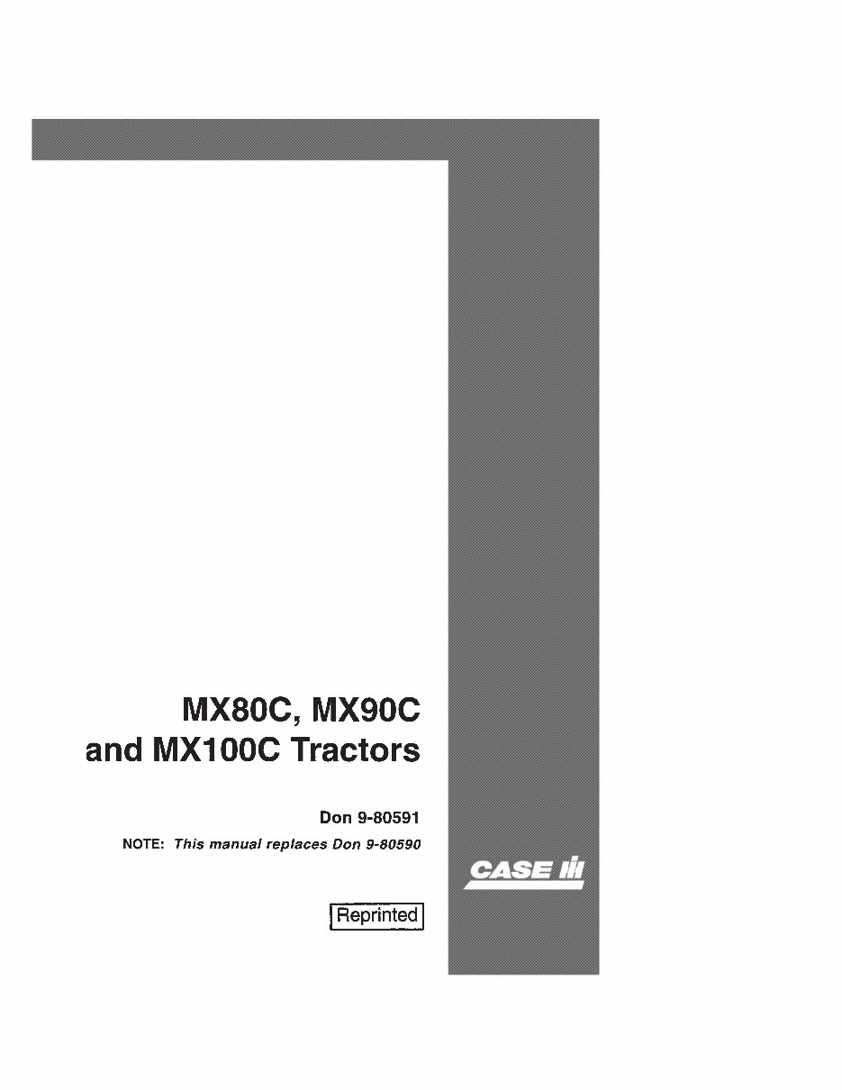 CASE IH MX80C MX90C MX100C Tractor Operators Manual