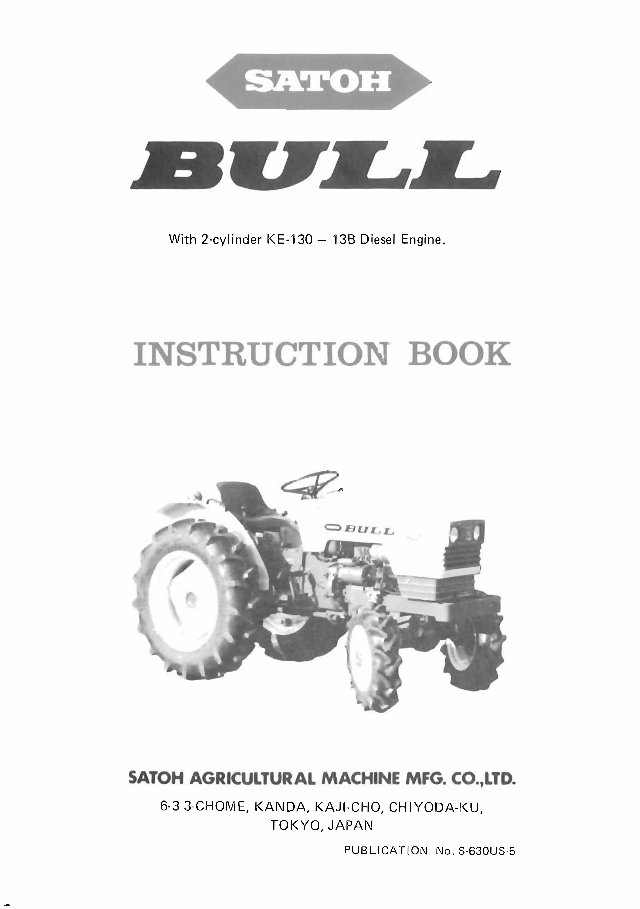 satoh bull s630 and s630d instruction manual