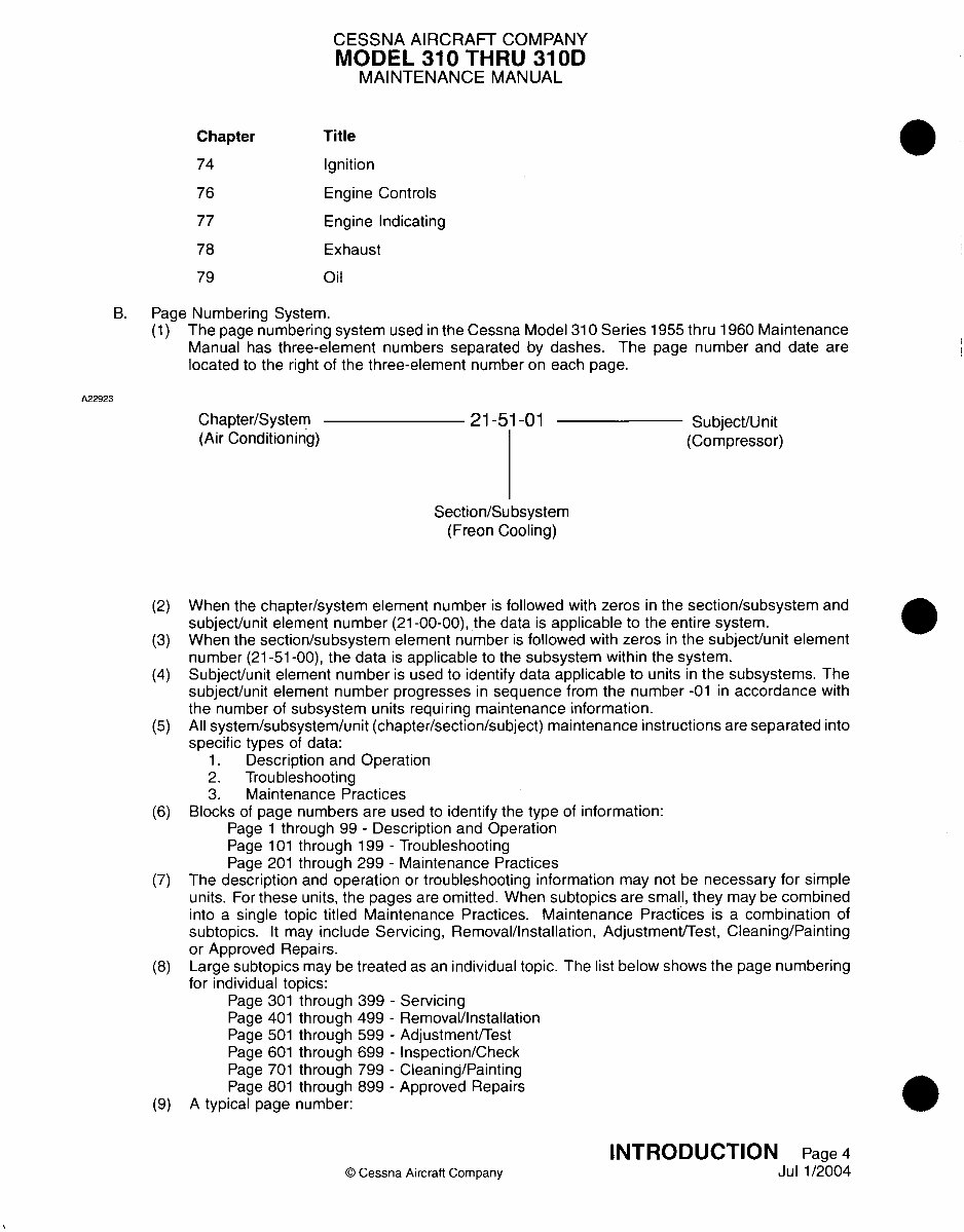 Cessna 310 Maintenance Manual P150-6-13 310B 310C 310D