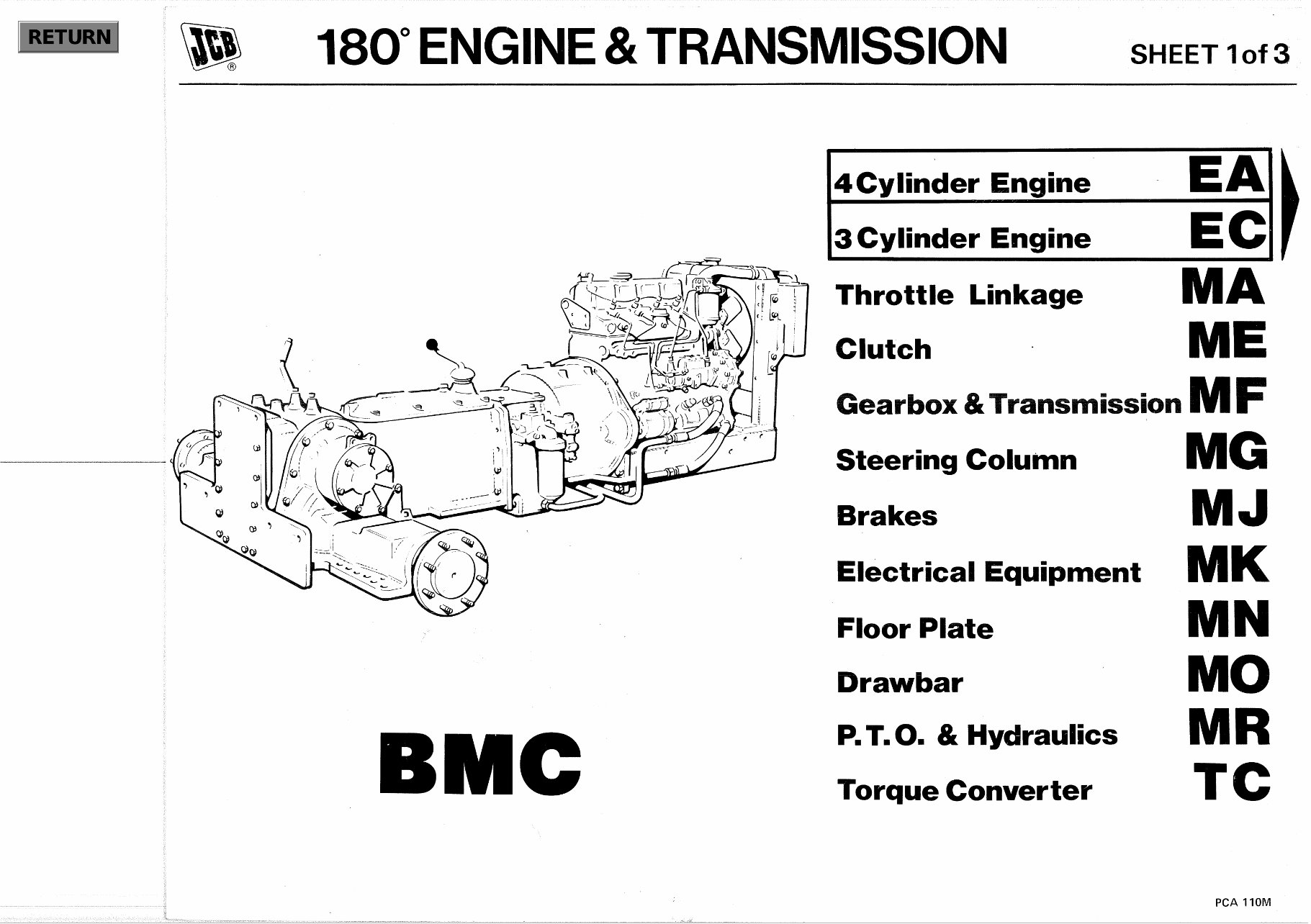 JCB 3C MK2 110 BLMC Illustrated Master Parts List Manual