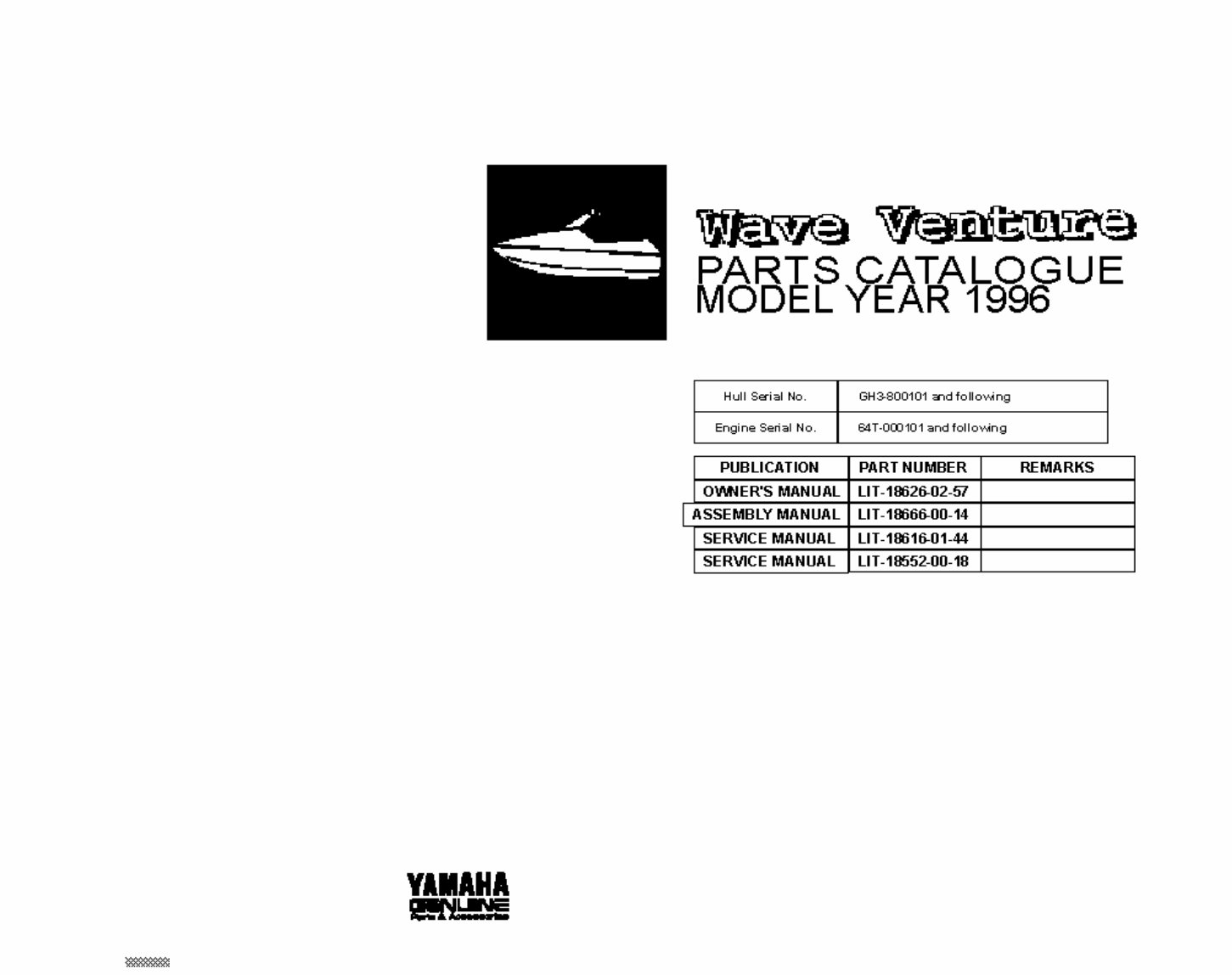 1996 Yamaha WaveRunner WAVE VENTURE 1100 / 700 Service Manual