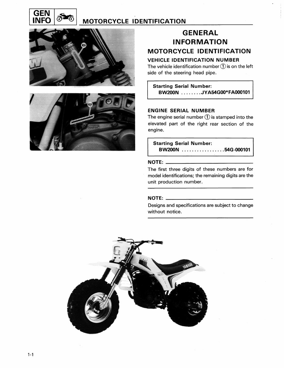 Yamaha BW200 service manual repair 1985-1989 BW 200 Big Wheel