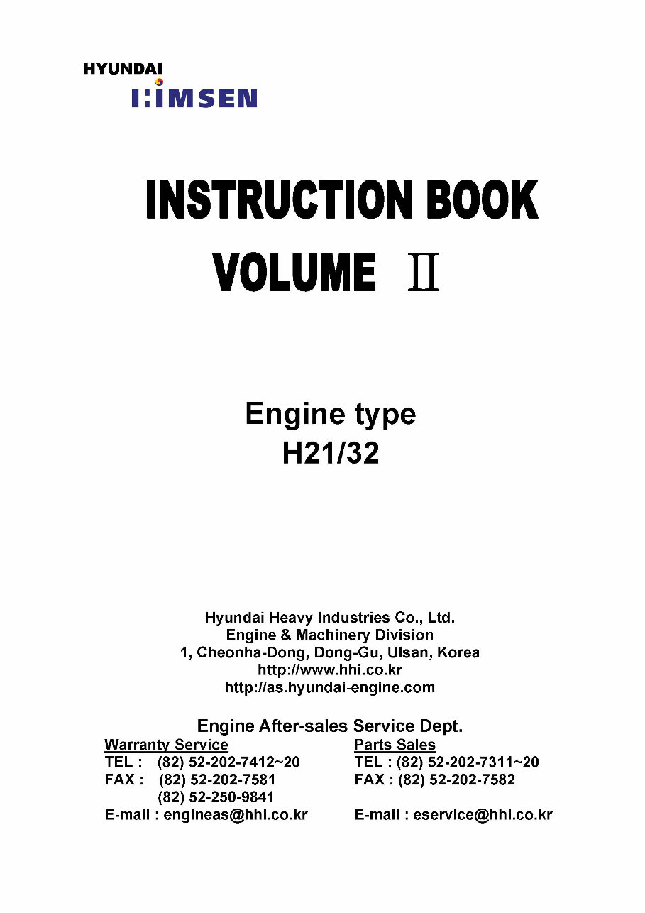 Hyundai Himsen 6H21_32 Instruction Book Vol.2 |Manuals Online