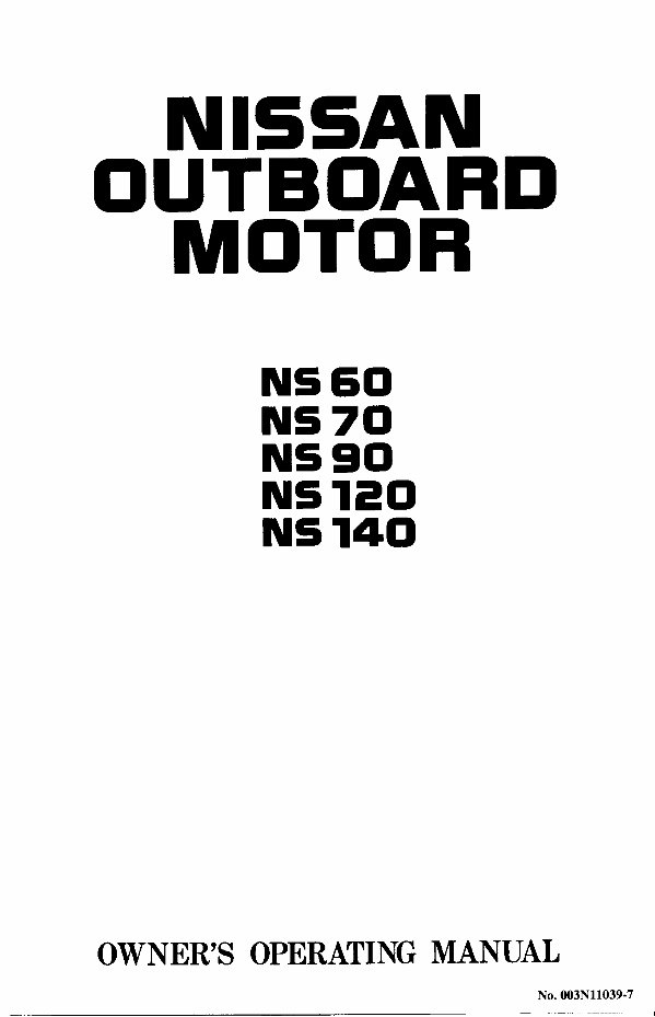 Nissan Marine NS60/NS70/NS90/NS120/NS140 Owner's Operating Manual [, ENG, 4.34 MB] |Manuals Online