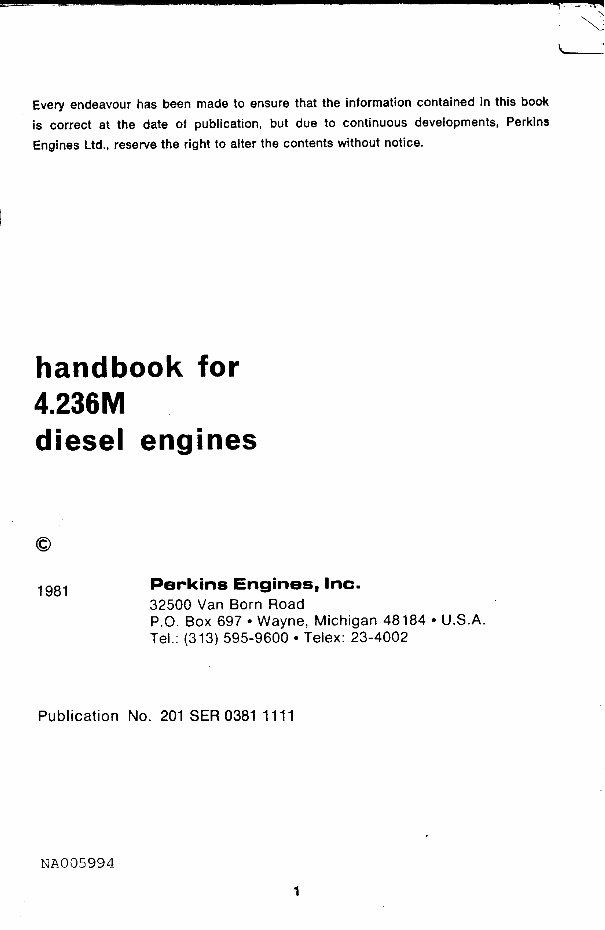 Handbook for 4.236 Perkins diesel marine Engine |Manuals Online