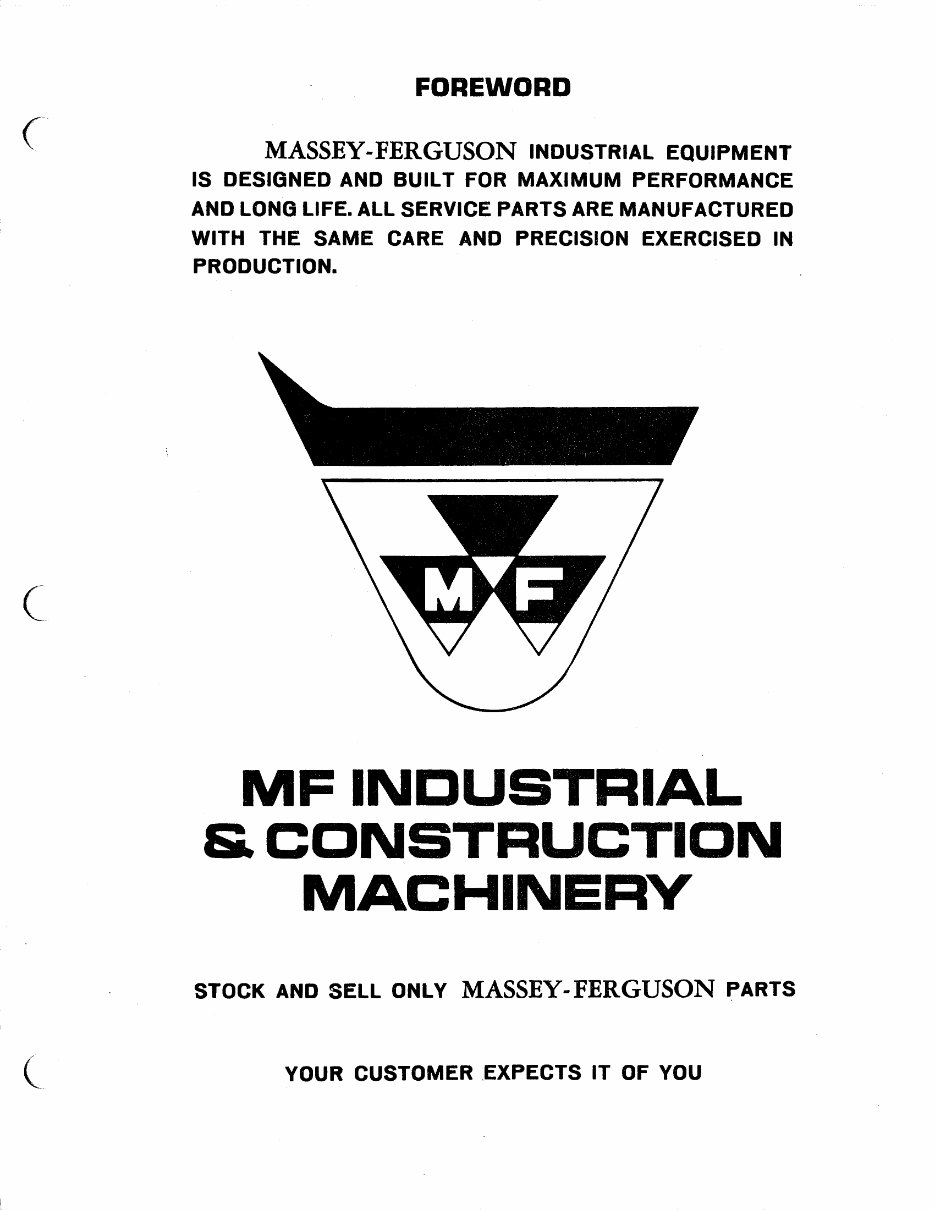 Massey Ferguson MF 200 Tractor Loader Dozer Parts Manual